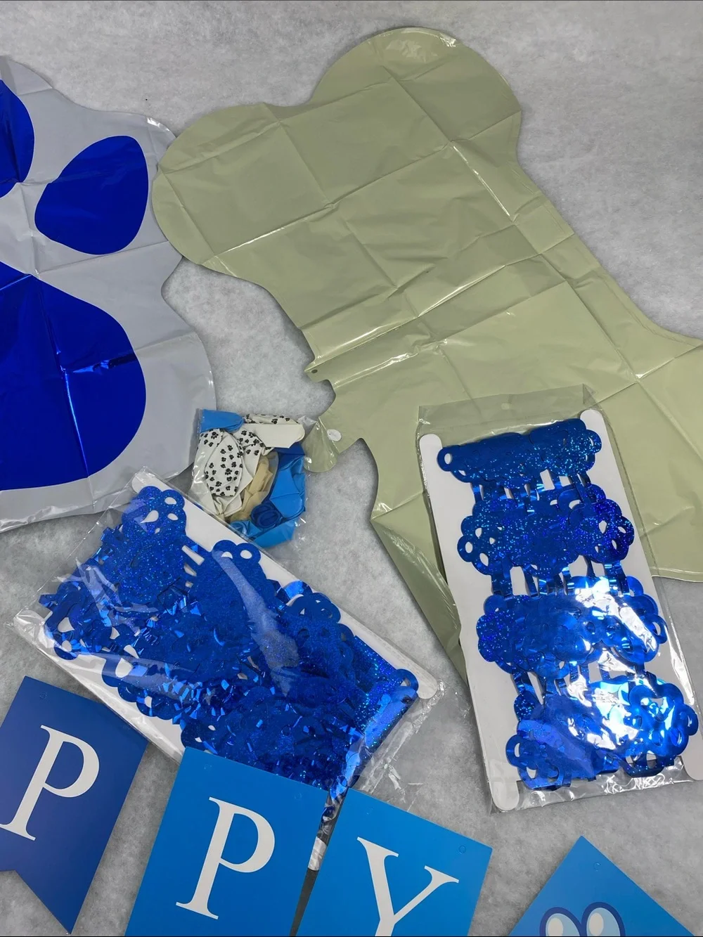 Dog | Blue Paw Print Happy Birthday Banner And Party Kit For Dogs Puppy ...